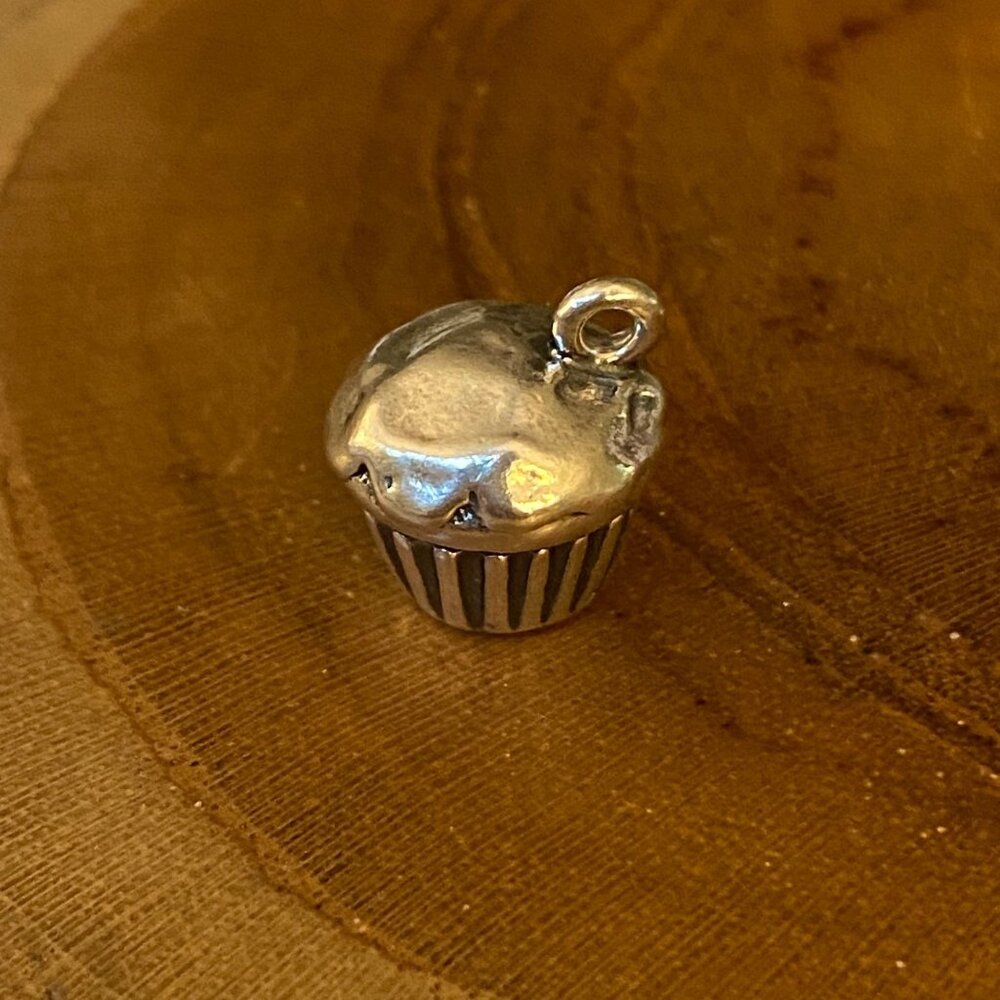 Retired James Avery Cupcake Charm, Sterling Silver - Gem